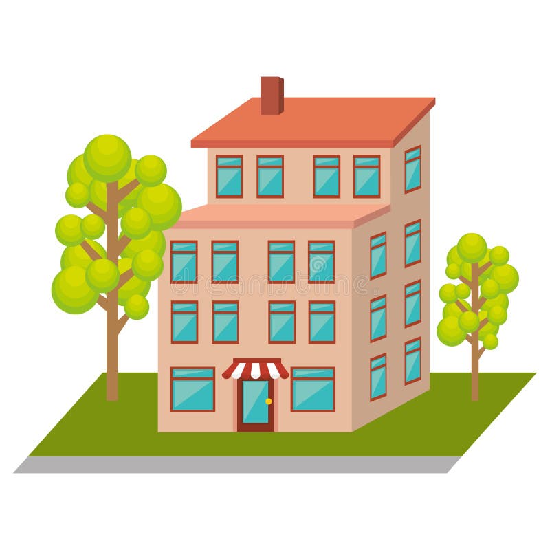 Exterior Cute Building Icon Stock Illustration - Illustration of ...