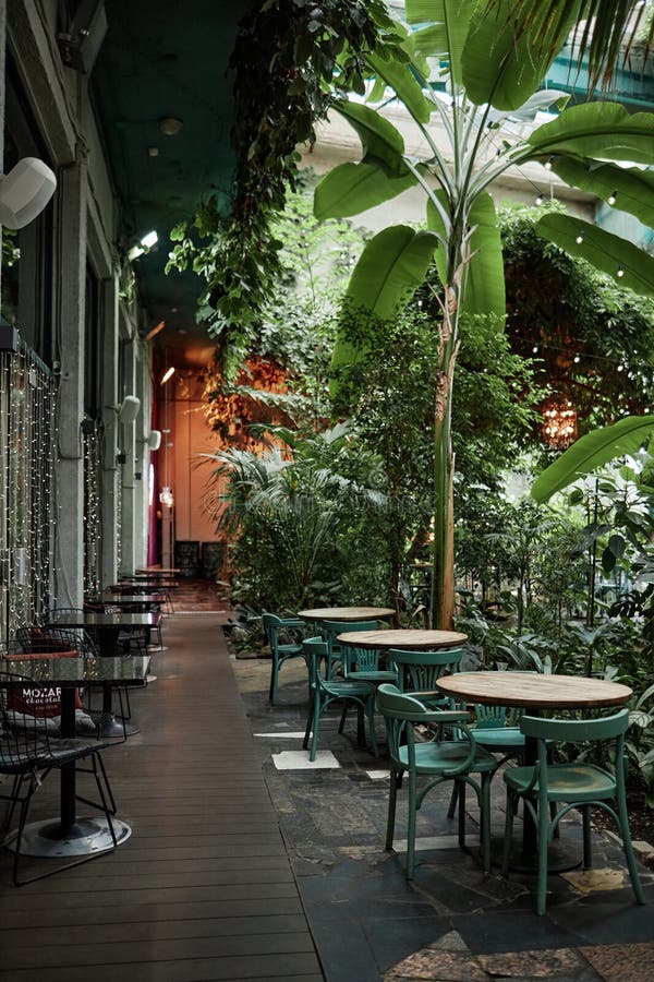 Exterior of Eco Cafe stock image. Image of green, plant - 336840963