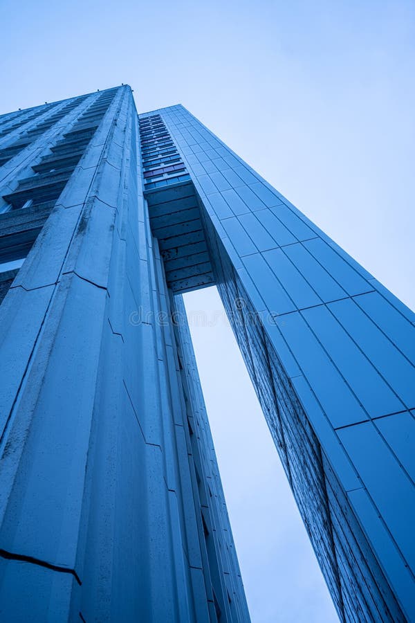 Exterior Elevator Shaft of a Tall White High Rise Building.. Stock ...