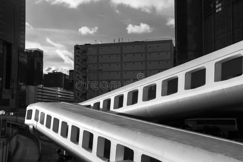 Exterior of Foot Bridge and High Rise Building Stock Image - Image of ...