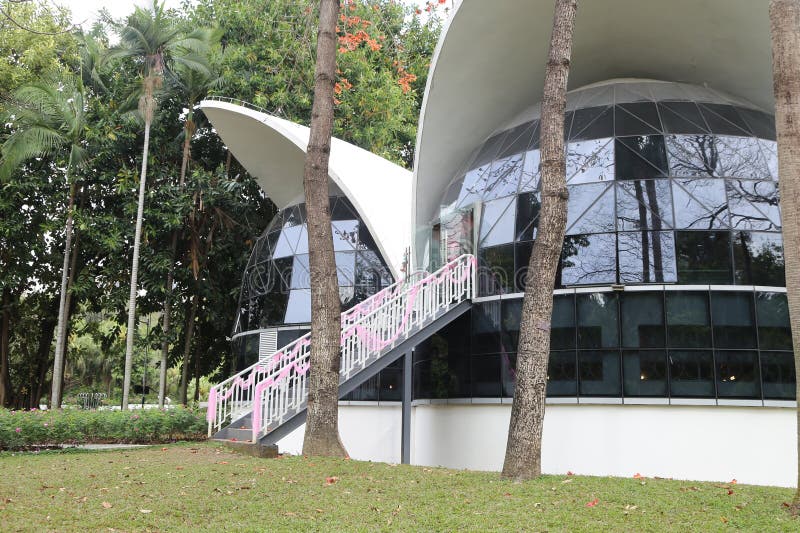 The Exterior Front and Side View of an Open-air, White Dome-shaped ...
