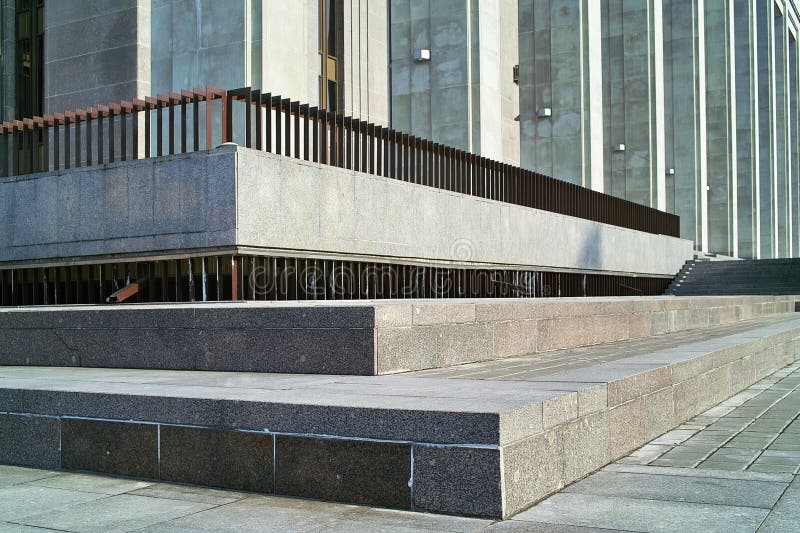 Exterior of Front Steps and a Platform at the Main Entrance To Modern ...