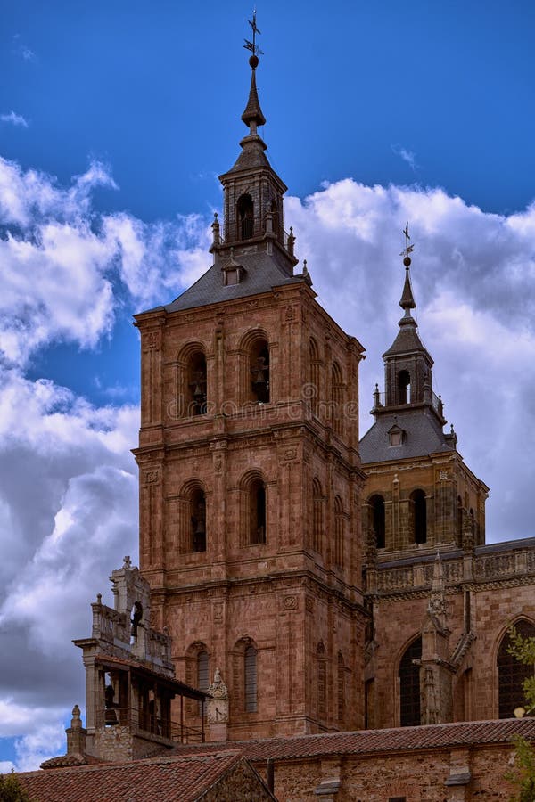 Exterior of Historical Astorga Cathedral, Spain, Vertical Stock Image ...