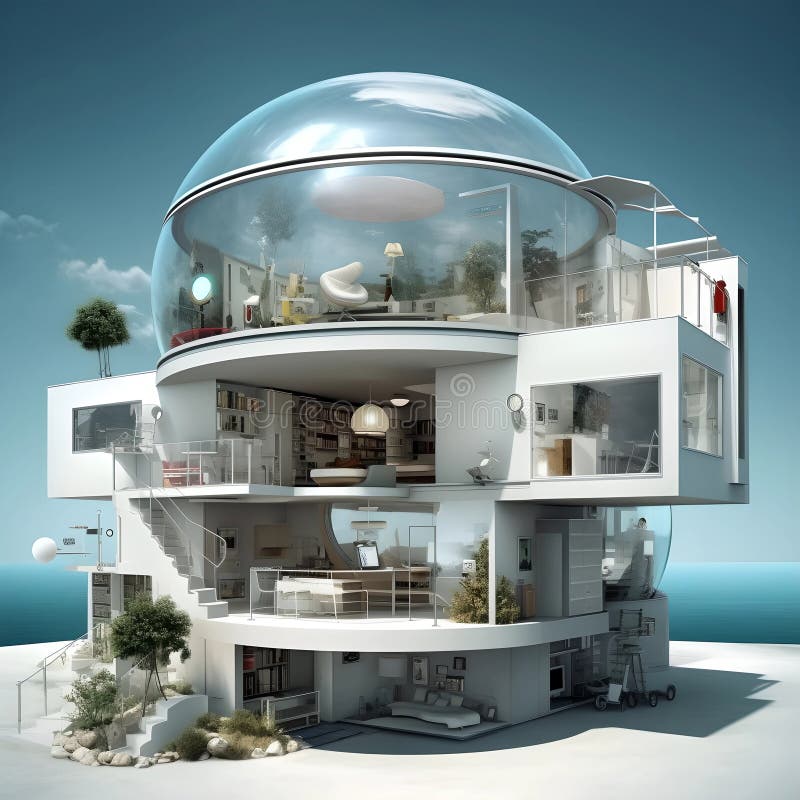 The Exterior of the House of the Future Stock Illustration ...