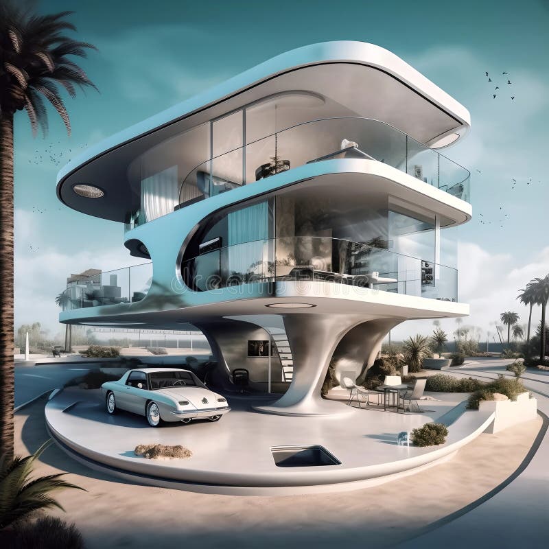 The Exterior of the House of the Future Stock Illustration ...