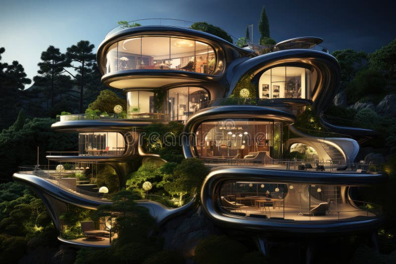 Exterior of the House of the Future in Harmony with Nature Stock ...