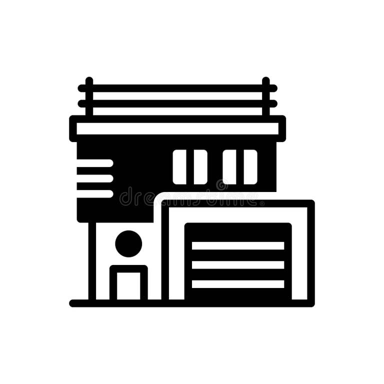 Black Solid Icon for Exterior, Outer and Building Stock Illustration ...