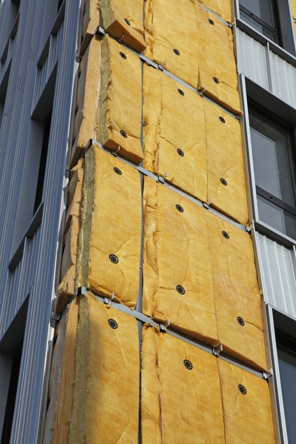 Exterior Insulation of a Building Under Construction Stock Image ...
