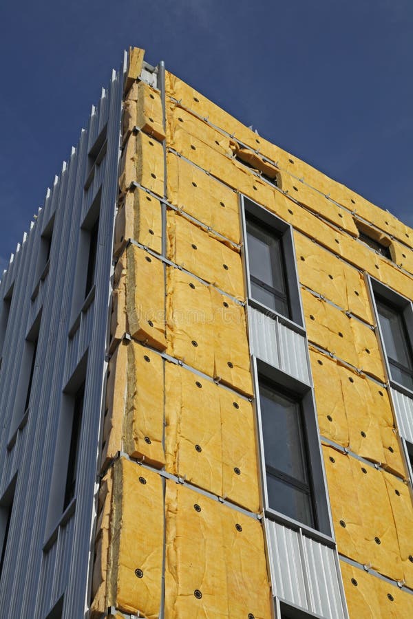 Exterior Insulation of a Building Under Construction Stock Photo ...