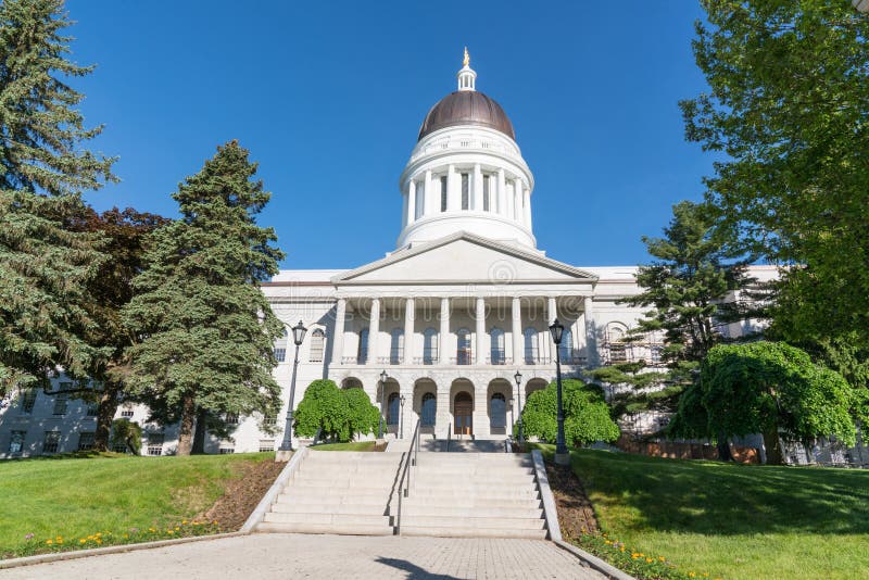 Exterior of the Maine Capitol Building Stock Image - Image of america ...