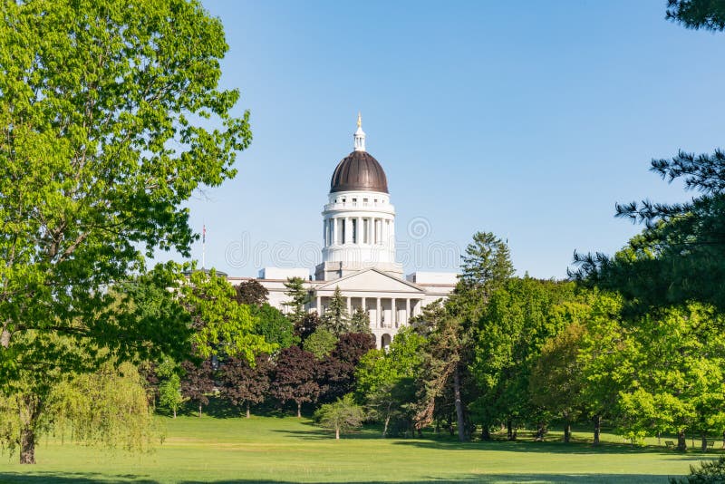 Exterior of the Maine Capitol Building Stock Image - Image of american ...