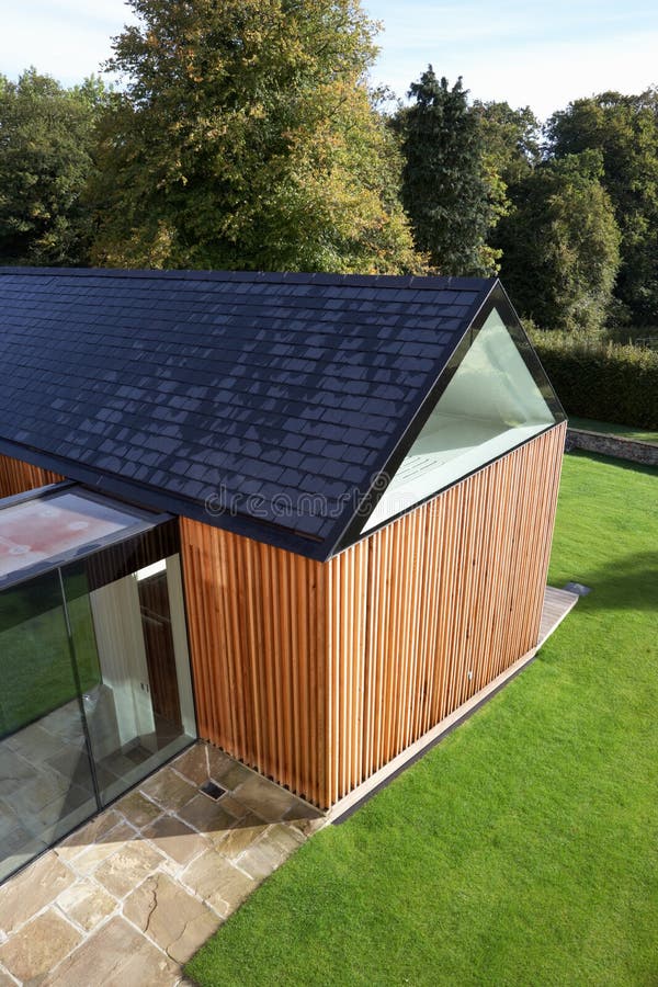 Exterior of Modern House with Extension Stock Photo - Image of ...