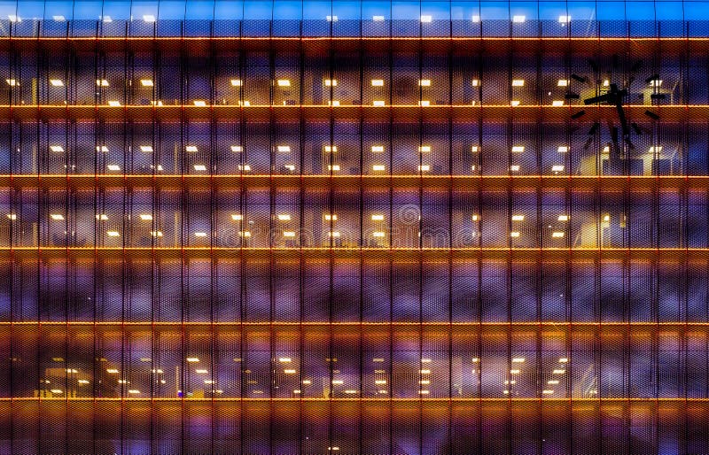 Exterior Modern Office Building with Clock Stock Image - Image of ...