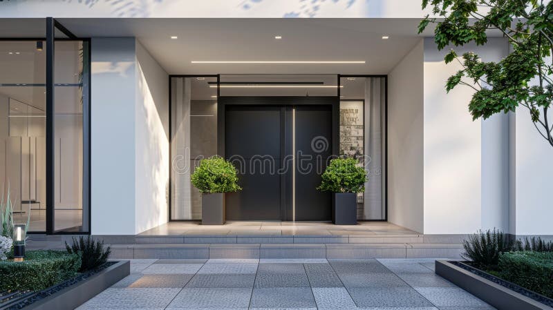 Exterior of a Modern Office Building Entrance. Stock Illustration ...