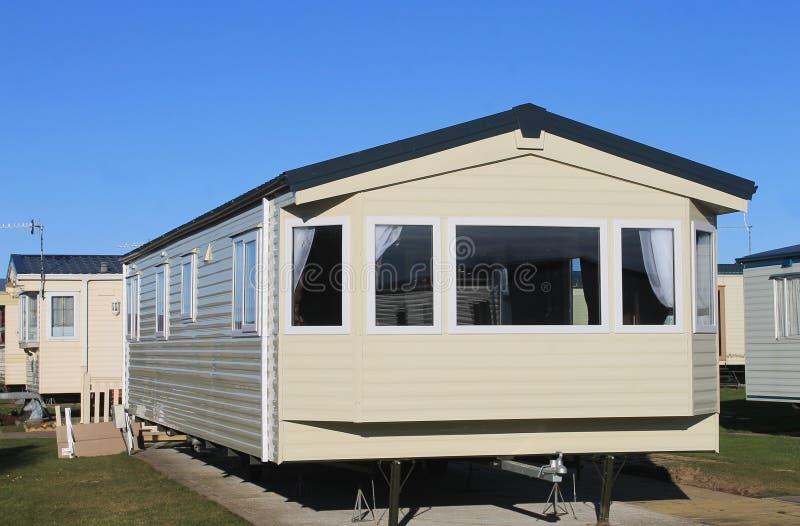 Exterior of Modern Static Caravan Stock Image - Image of blue, english ...