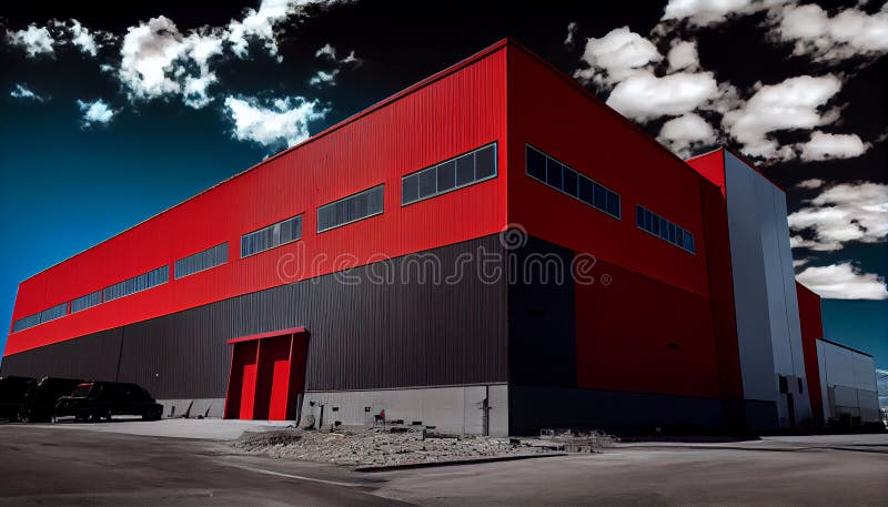 Exterior of a Modern Warehouse with a Small Office Unit Stock ...