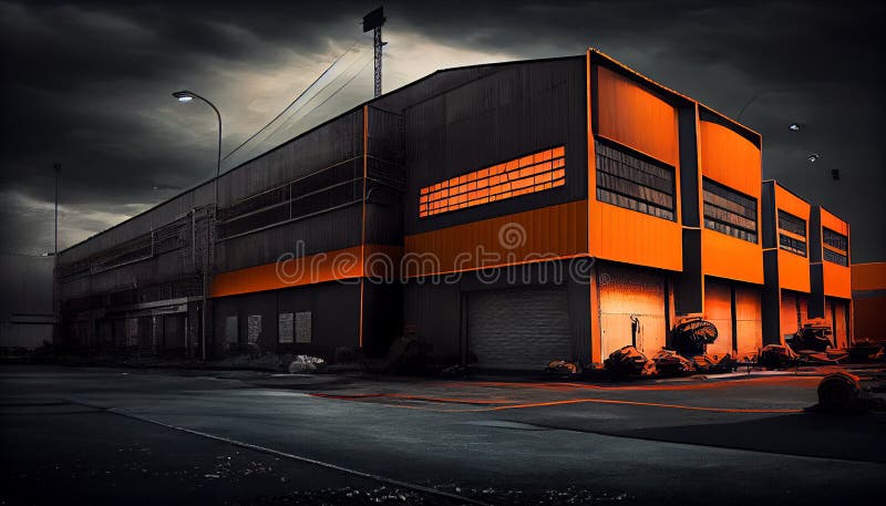 Exterior of a Modern Warehouse with a Small Office Unit Stock ...