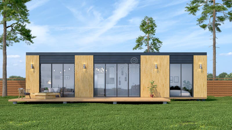 Exterior of Modular Luxury House. 3d Stock Illustration - Illustration ...