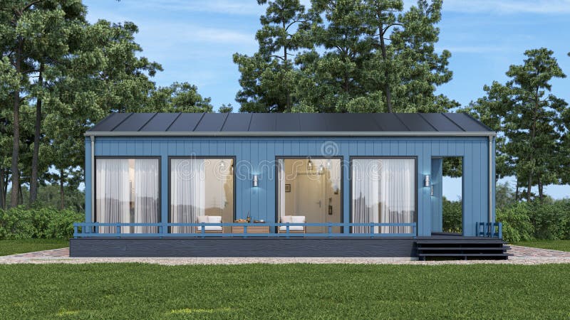 Exterior of Modular Luxury House. 3d Ill Stock Illustration ...
