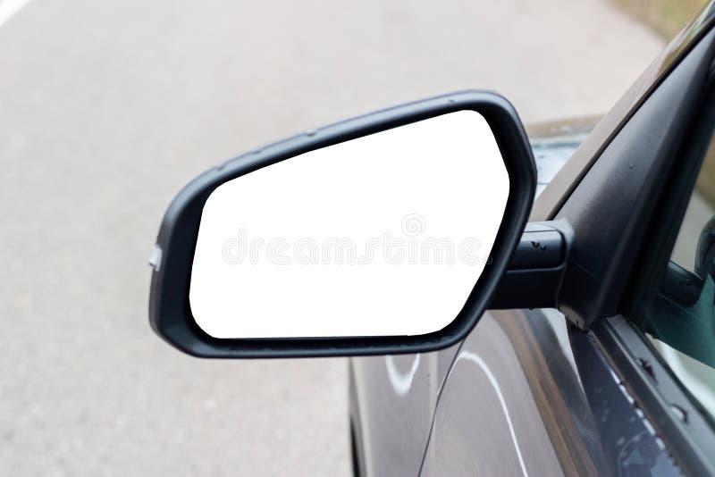 Exterior of a New Car. Car Rear View Mirror with Mockup Stock Image ...