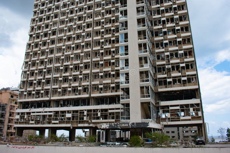Office Building in Beirut Destroyed in an Explosion Editorial ...