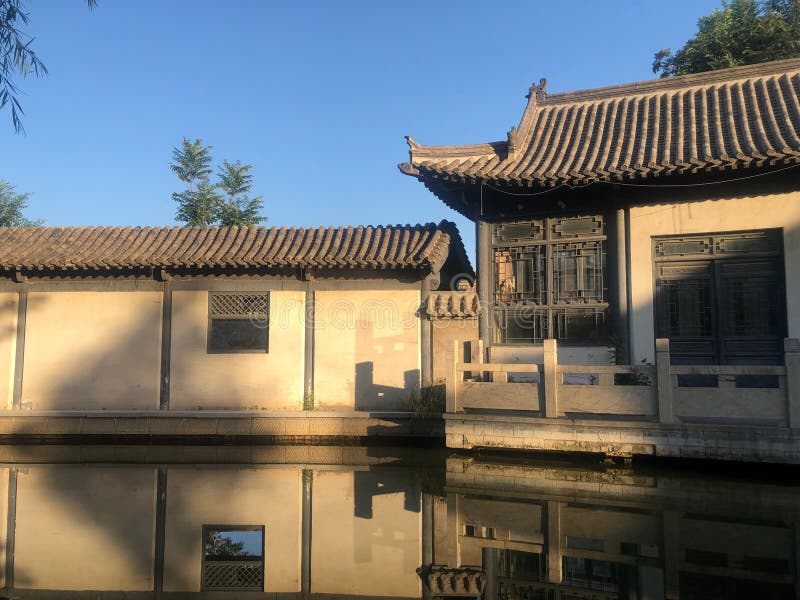 Exterior of an Old Asian Traditional Architecture with Reflection in ...