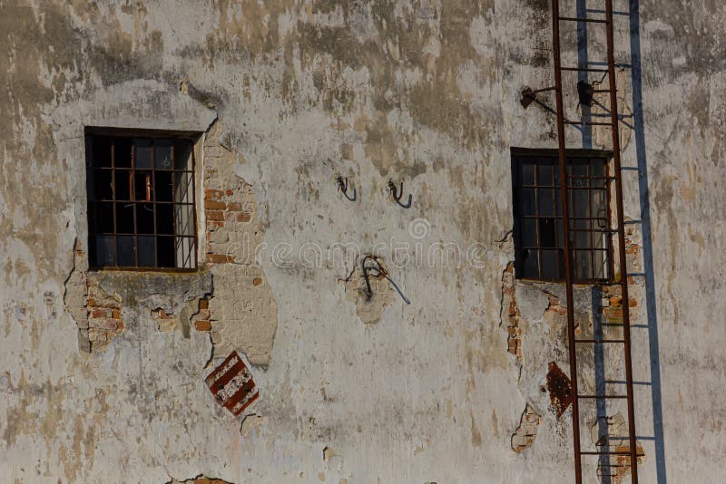 Exterior of Old Brick Building with Rusted Fire Escape Stock Photo ...