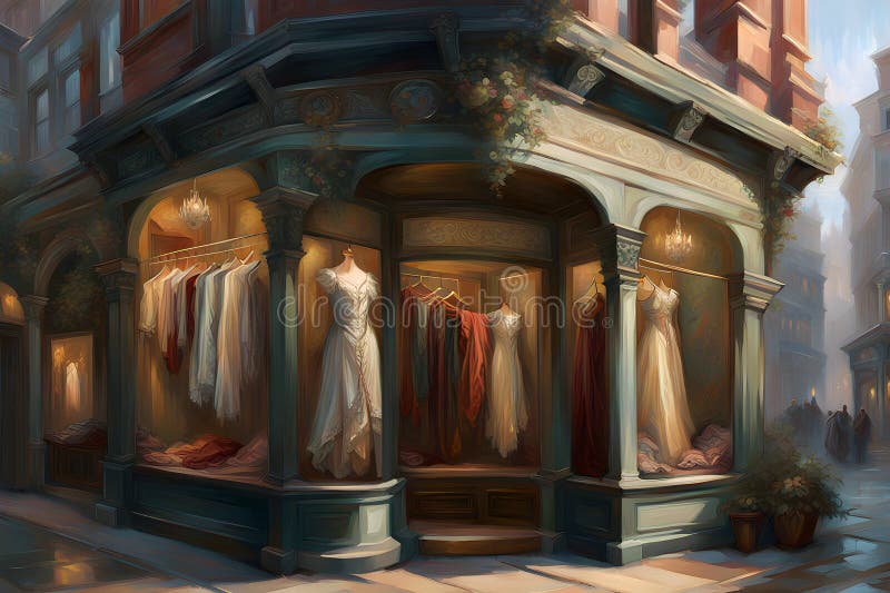 Exterior of an Old Fashioned Dress Shop with Products on Display in the ...