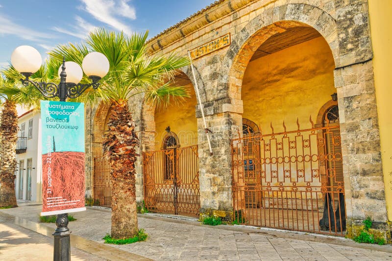 Exterior of an Old Stone Building with Arches in Nafplio, Greece ...