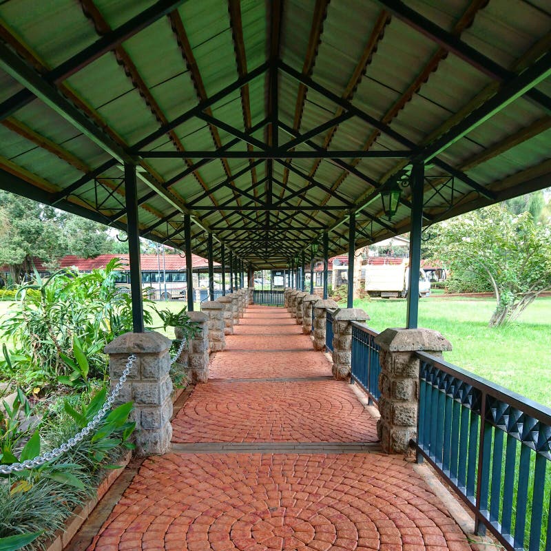 Exterior Pathway or Hallway in a Building Stock Photo - Image of ...