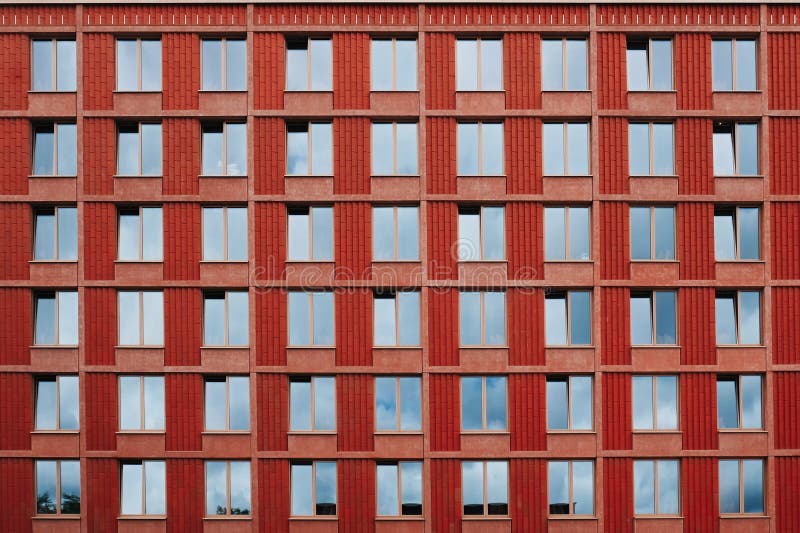 Exterior Pattern Facade Building Architecture with Red Stones and ...