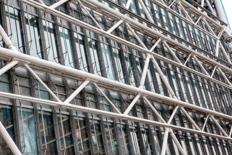 Exterior Pipes and Gold Art Outside Pompidou Center, Paris, France, on ...
