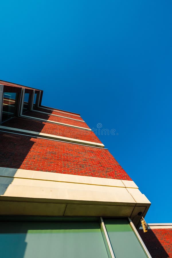 Exterior Red Brick Stone House Facade Viewed from Bottom Up Stock Image ...
