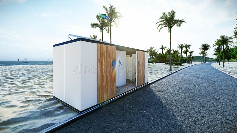 Exterior Render of Modern Container Restroom Stock Image - Image of ...