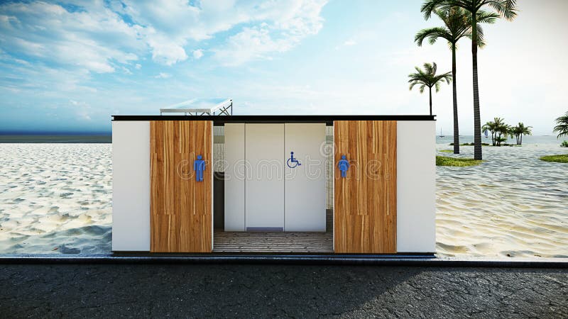 Exterior Render of Modern Container Restroom Stock Photo - Image of ...