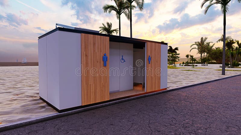 Exterior Render of Modern Container Restroom Stock Image - Image of ...