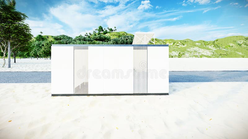 Exterior Render of Modern Container Restroom Stock Photo - Image of ...