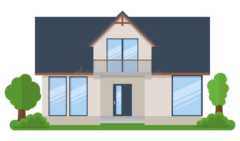 Exterior of the Residential House, Front View. Vector Illustration ...