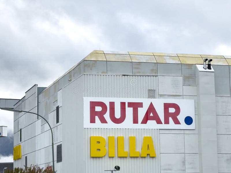 Exterior of Retail Building Featuring Rutar and Billa Logos Against ...