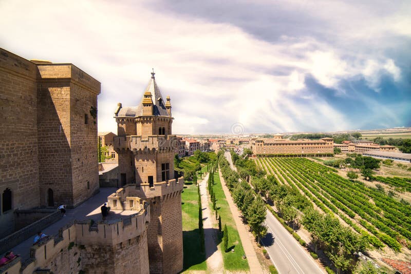 Exterior of the Royal Palace of Olite, Spain Stock Photo - Image of ...