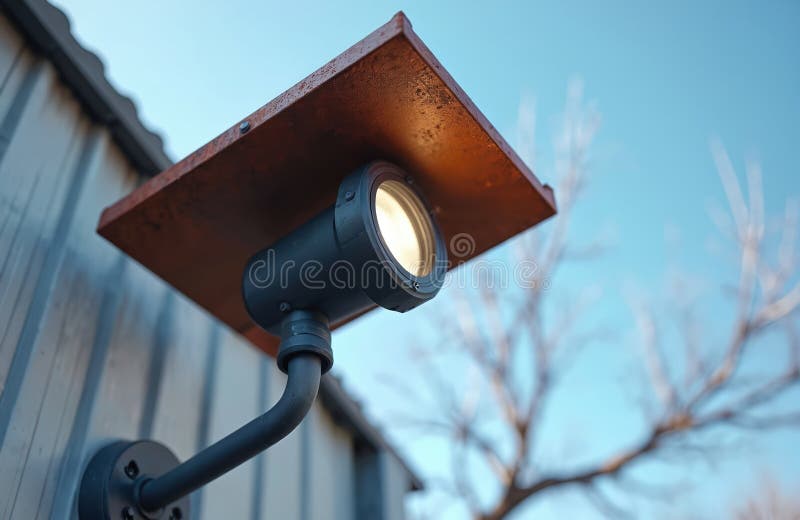 Exterior Shot of Black Solar Powered Led Spotlight Mounted on Wall ...