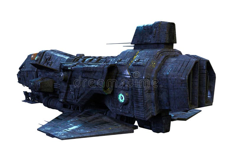 Spaceship Exterior on an Isolated White Background, 3D Illustration, 3D ...
