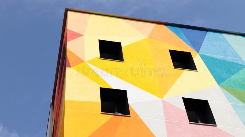 Exterior Side Facade of a Colorful Building Stock Photo - Image of home ...