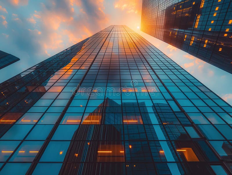 Exterior of a Skyscraper with Panoramic Windows Stock Image - Image of ...