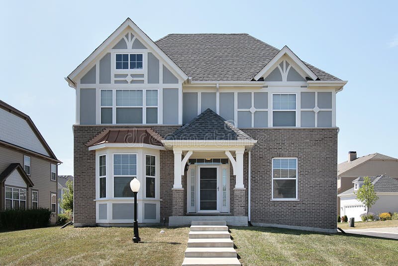 Exterior of suburban home stock image. Image of landscape - 12655907