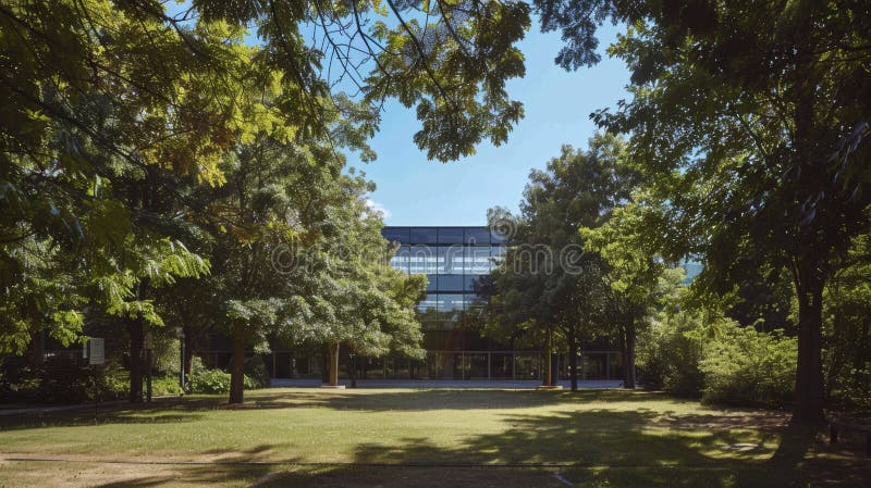 Exterior of a Suburban Office Complex Surrounded by Trees Stock ...