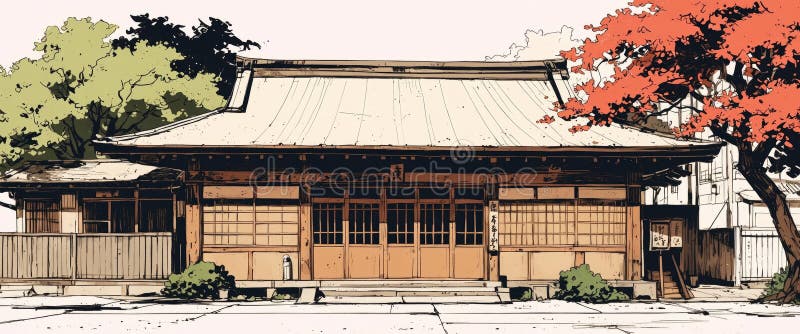 The Exterior of a Traditional Japanese Dojo. Stock Image - Image of ...