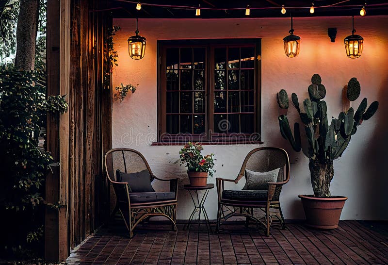 Exterior Veranda of House. Illustration Generative AI Stock ...