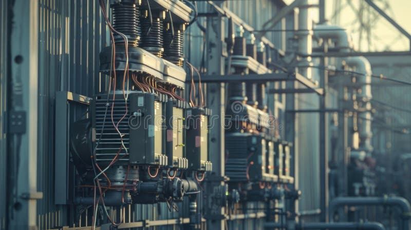Exterior View of a Building with Various Electrical Devices Mounted on ...
