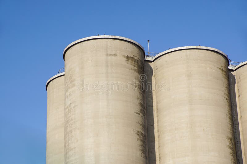 Exterior View Of A Cement Factory, Silos For Storage Stock Image ...